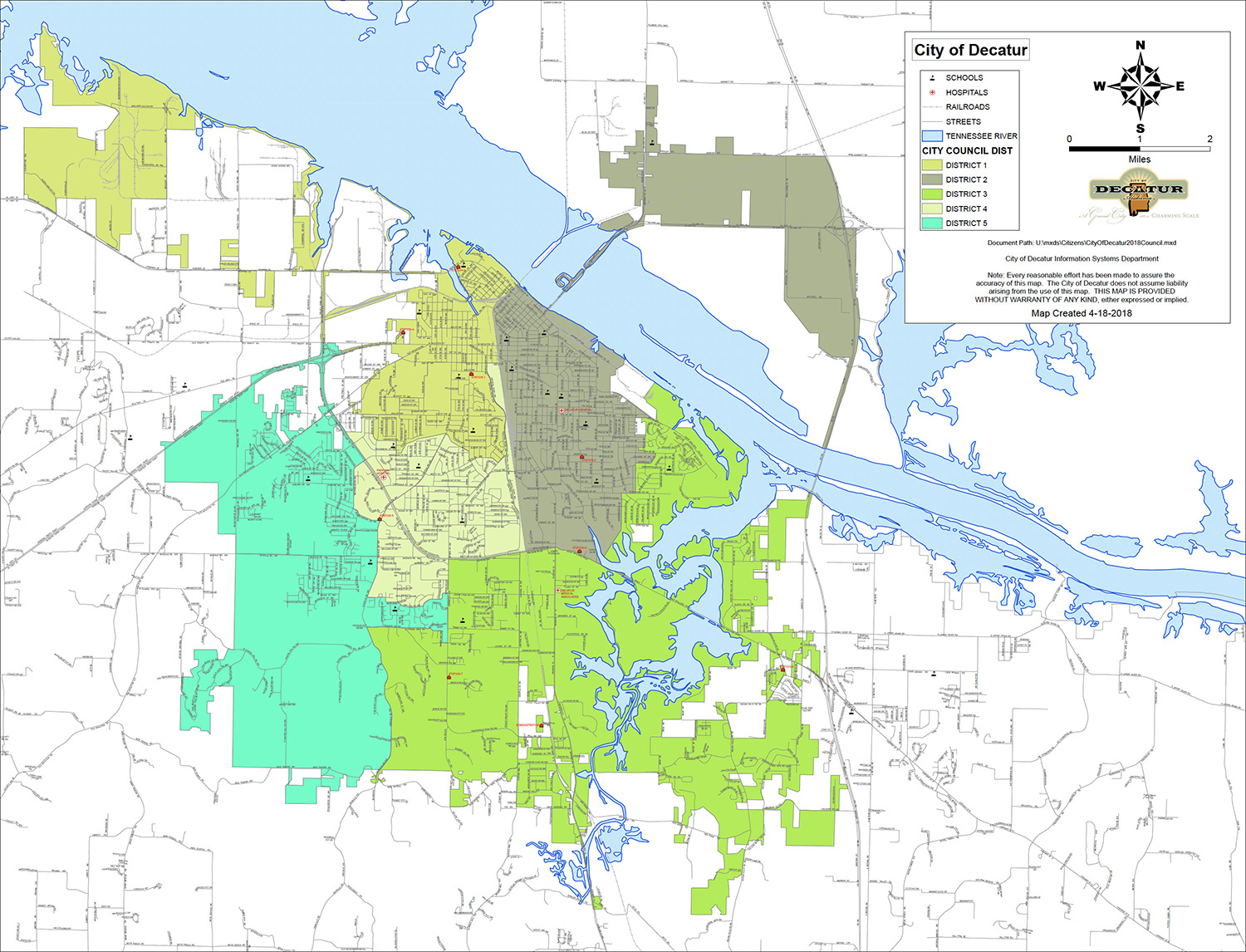 Council Districts Map - City of Decatur, Alabama